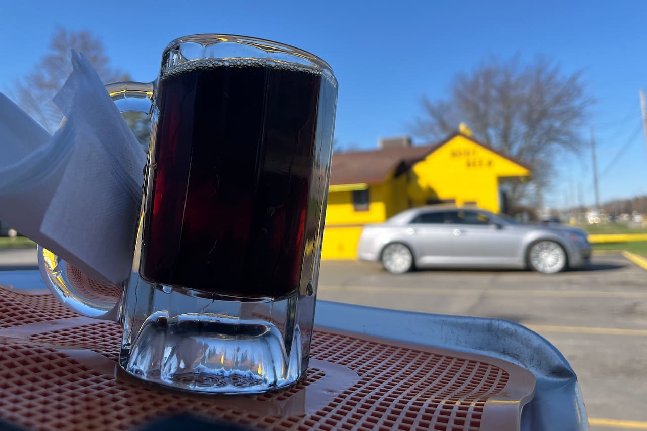 This drive-in root beer is made from scratch, served in a chilled mug ...